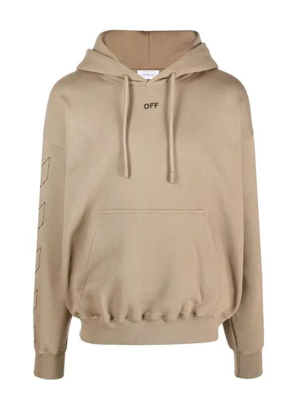 Off-White Off Stitch Cotton Hoodie - Neutrals