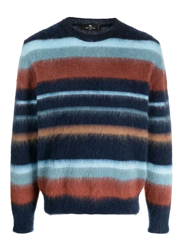 Etro Striped Mohair-wool Blend Sweater - Blue