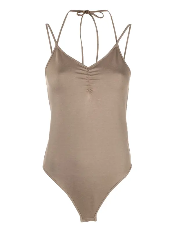 Remain Birger Christensen V-neck Bodysuit - Brown