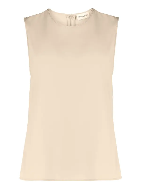 Calvin Klein Sleeveless Crêpe Top - Neutrals