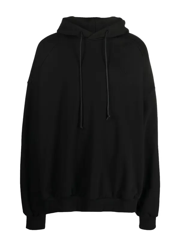 JUUN.J Drawstring Cotton Hoodie - Black