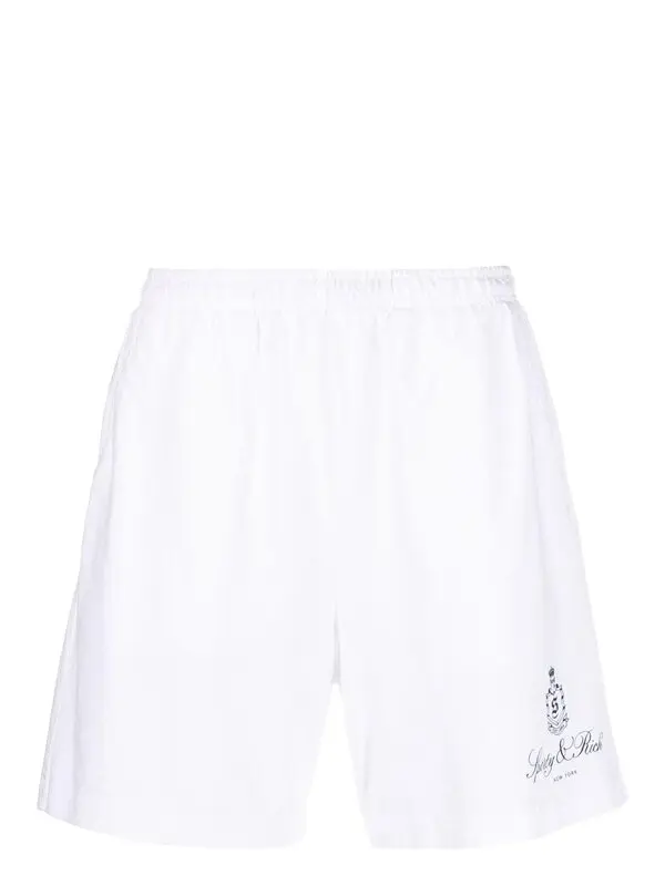 SPORTY & RICH Logo-print Track Shorts - White
