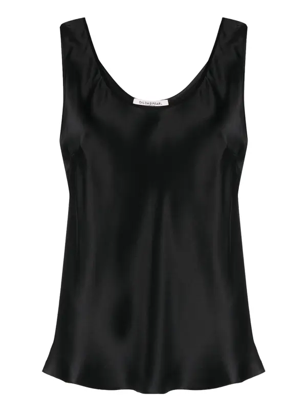 GILDA & PEARL Wide-strap Silk Tank Top - Black