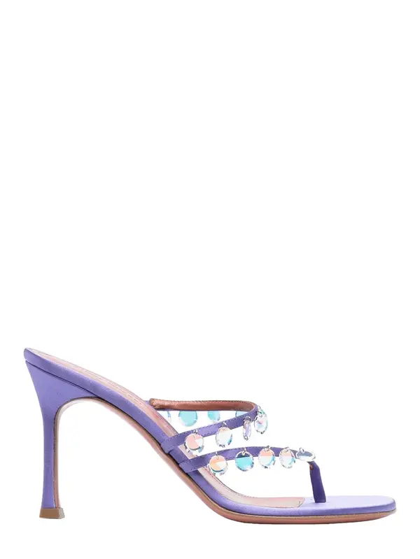 Amina Muaddi Tina 105mm Crystal Sandals - Purple