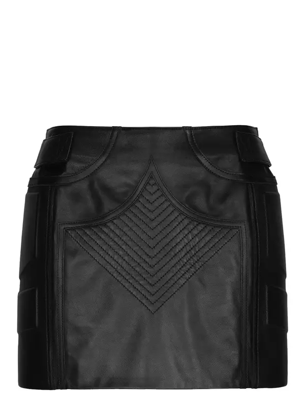 Dolce & Gabbana Mid-rise Nappa Miniskirt - Black