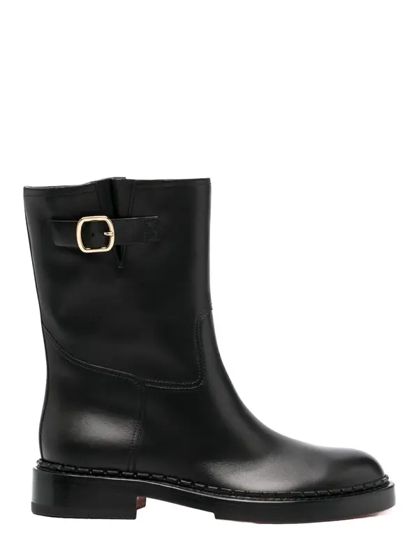 Santoni Zip-up Leather Ankle Boots - Black