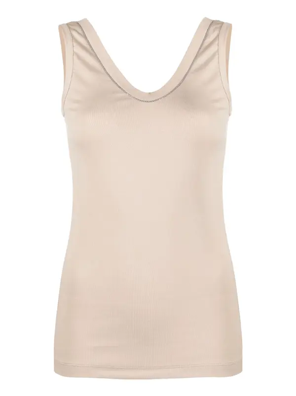 Brunello Cucinelli Monili Bead-embellished Tank Top - Neutrals
