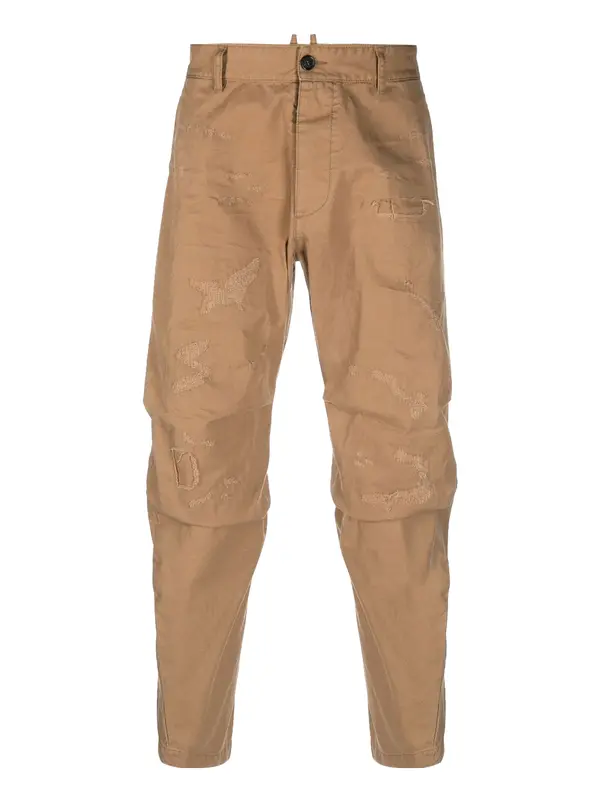 Dsquared2 Distressed Tapered Trousers - Neutrals