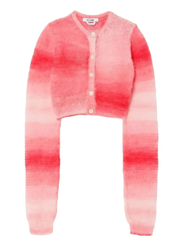 RE/DONE Gradient Effect Cropped Cardigan - Red
