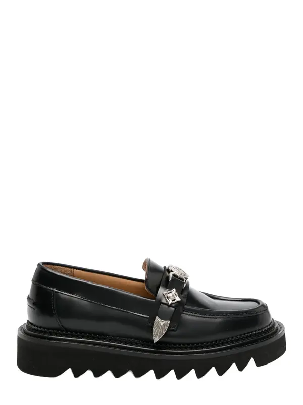 Toga Stud-embellished Leather Loafers - Black