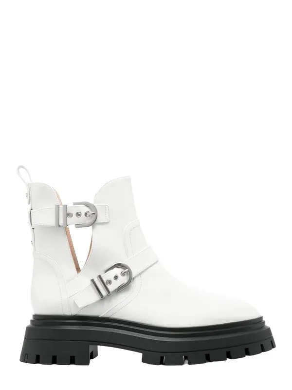 STUART WEITZMAN Bedford Leather Boots - White
