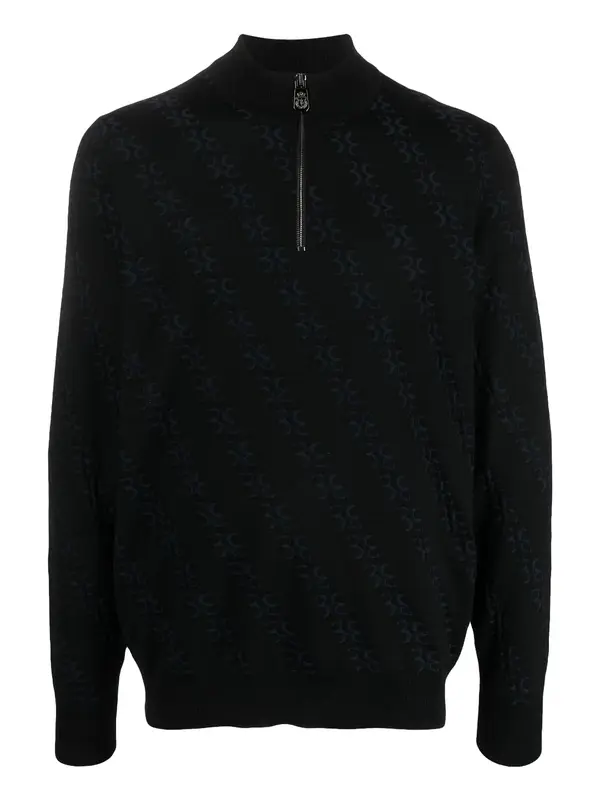 BILLIONAIRE Monogram-jacquard Knitted Jumper - Black