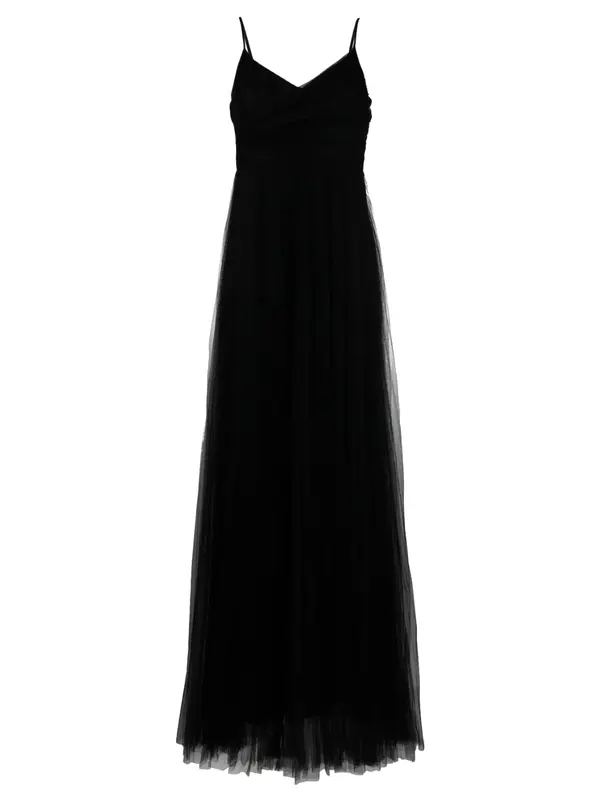 Fabiana Filippi Pleated Tulle Maxi Dress - Black