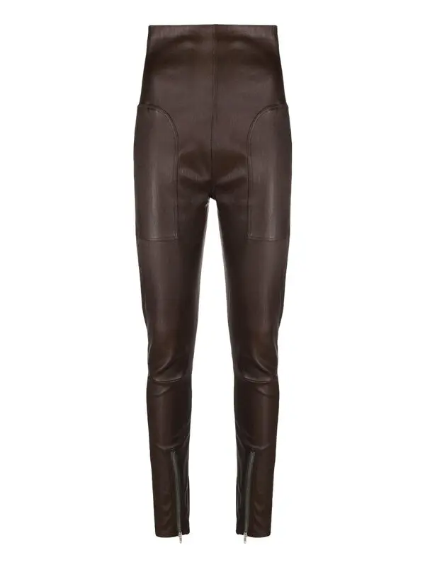 Rick Owens Skinny-cut Panelled Leather Trousers - Brown