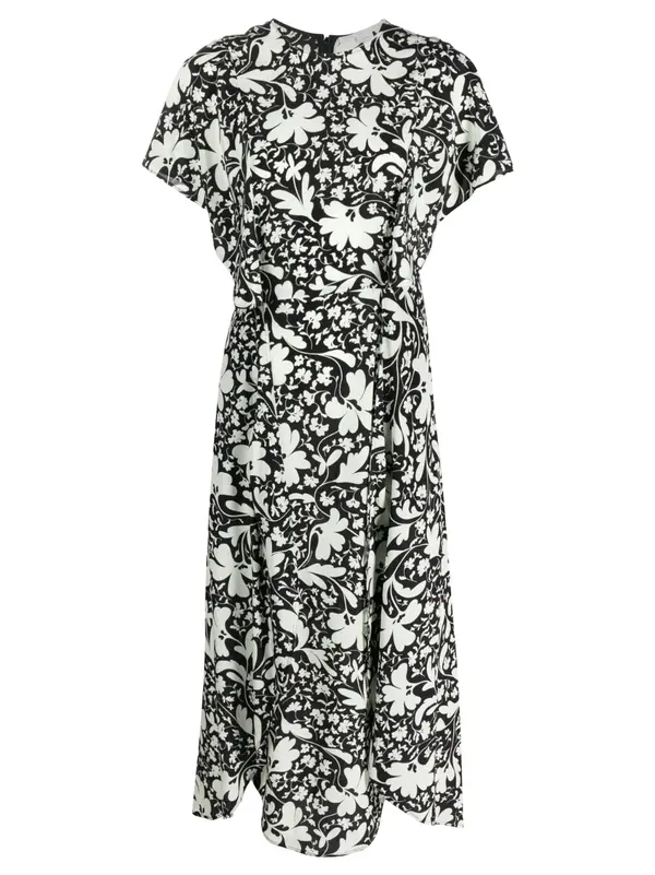 Stella McCartney Floral-print Silk Midi Dress - Black