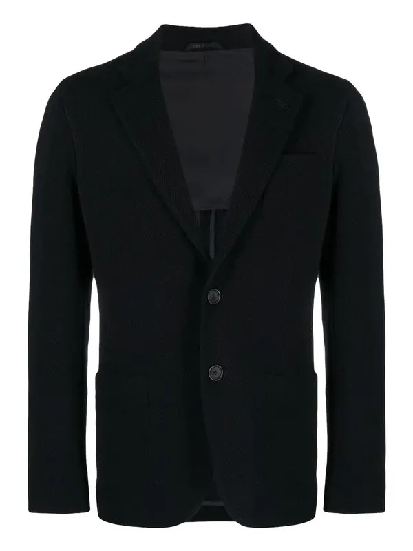 Giorgio Armani Single-breasted Herringbone Blazer - Blue