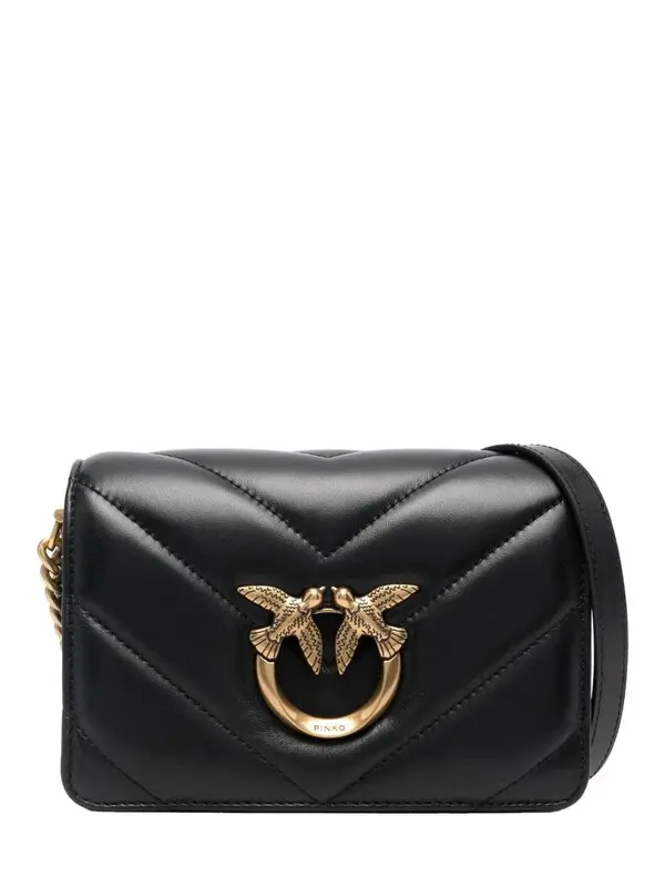 Pinko Love Birds Quilted Crossbody Bag - Black
