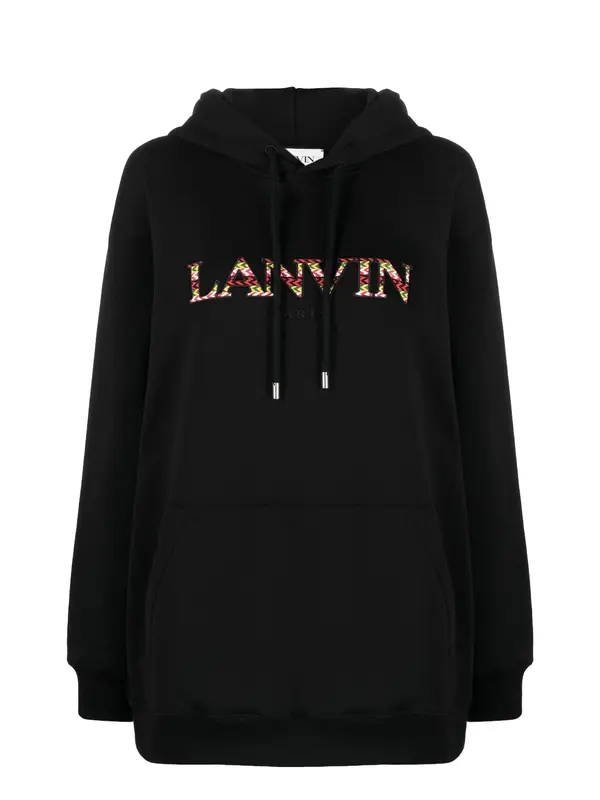 LANVIN Logo-embroidered Hoodie - Black