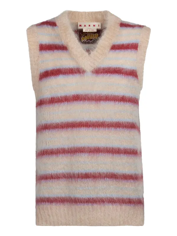 Marni Striped Mohair-blend Vest - Neutrals
