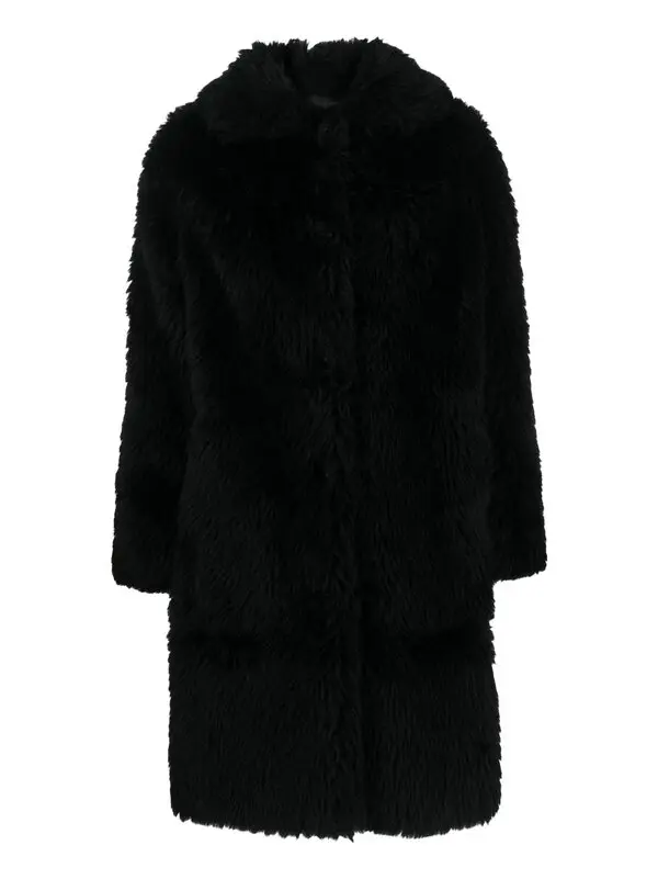 YVES SALOMON Faux-fur Wool-blend Coat - Black