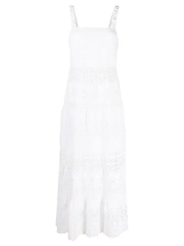 Alice + Olivia Alora Embroidered Midi Dress - White