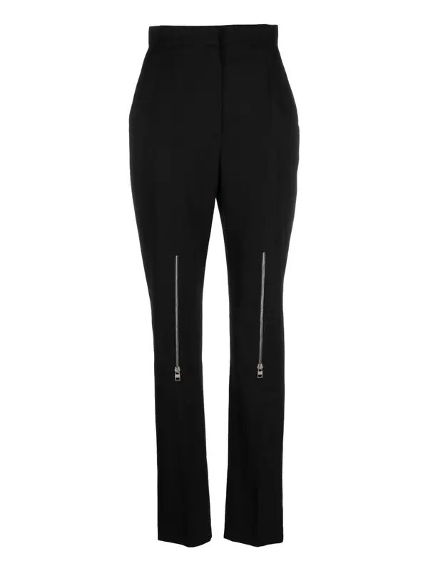 Alexander McQueen Zip-embellished Wool Trousers - Black