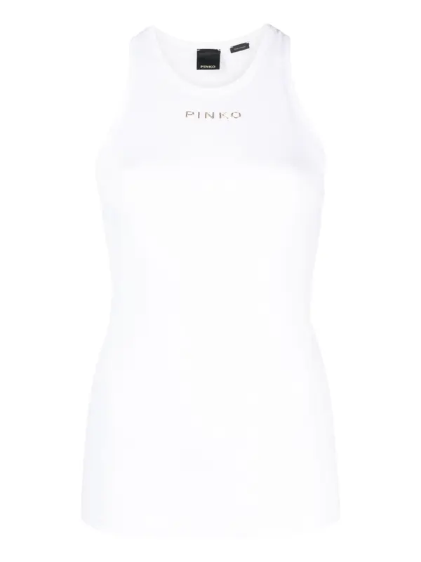 Pinko Logo-print Ribbed Tank Top - White