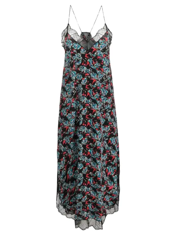 Zadig&Voltaire Risty Floral-print Silk Slip Dress - Black