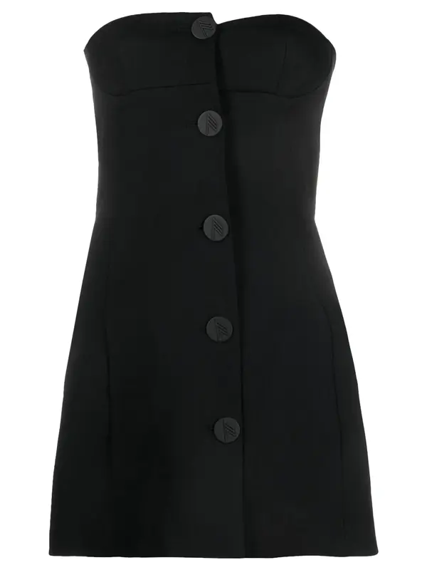 Attico Asymmetric Mini Dress - Black