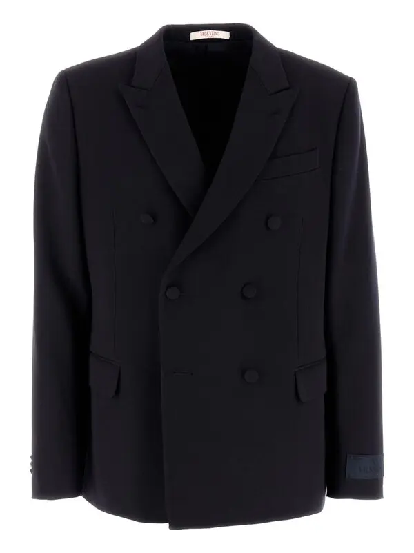 Valentino Garavani Wool Double-breasted Blazer - Blue