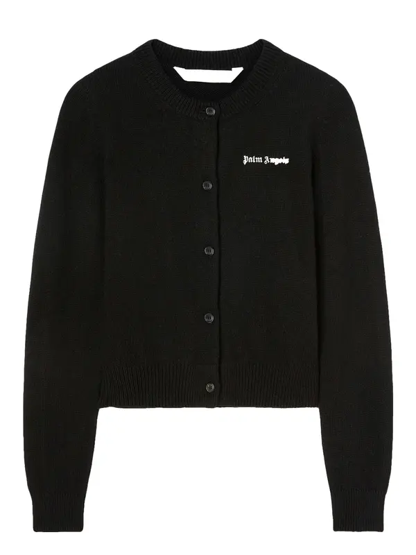Palm Angels Logo-print Button-up Cardigan - Black