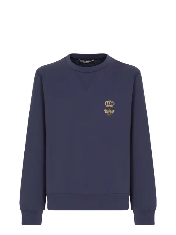 Dolce & Gabbana Bee-embroidered Cotton Sweatshirt - Blue