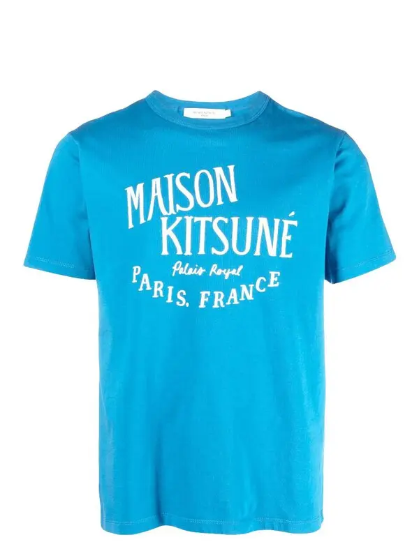 Maison Kitsuné Logo-print Cotton T-shirt - Blue