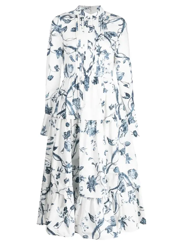 Erdem Floral-print Cotton Dress - White