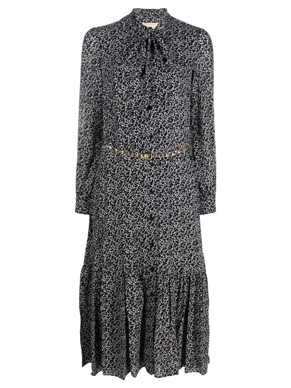 Michael Kors Abstract-print Midi Shirt Dress - White