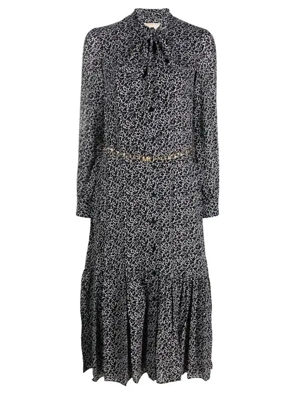 Michael Kors Abstract-print Midi Shirt Dress - White