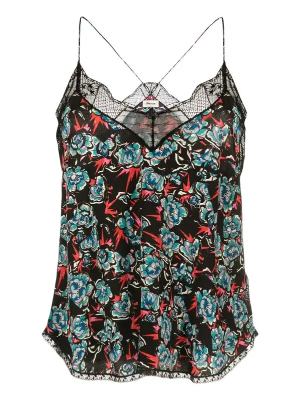 Zadig&Voltaire Christy Floral-print Silk Camisole - Black