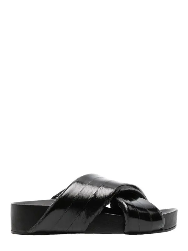 JIL SANDER Crossover-strap Leather Sandals - Black