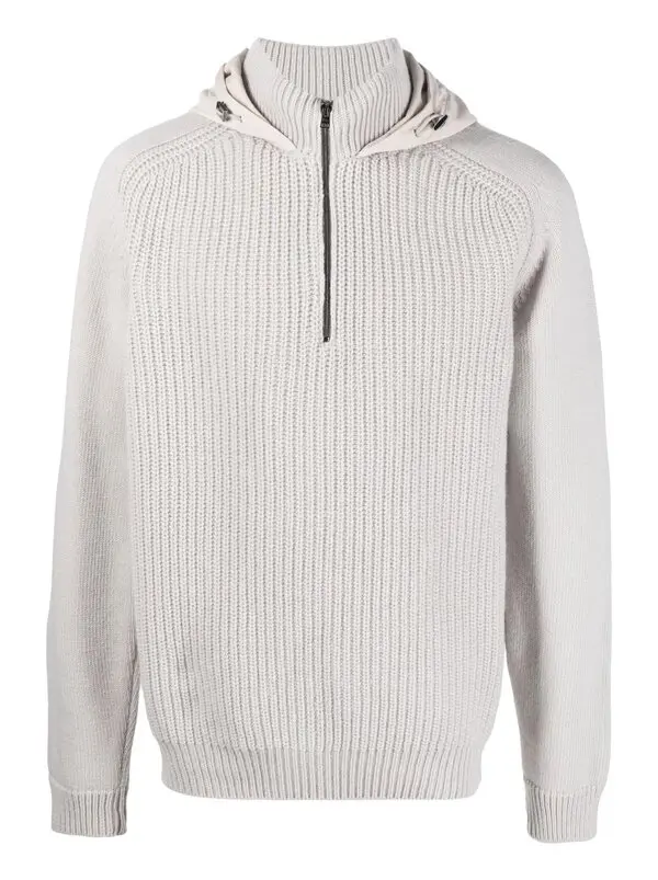 Herno Long-sleeve Wool Hooded Jumper - Grey
