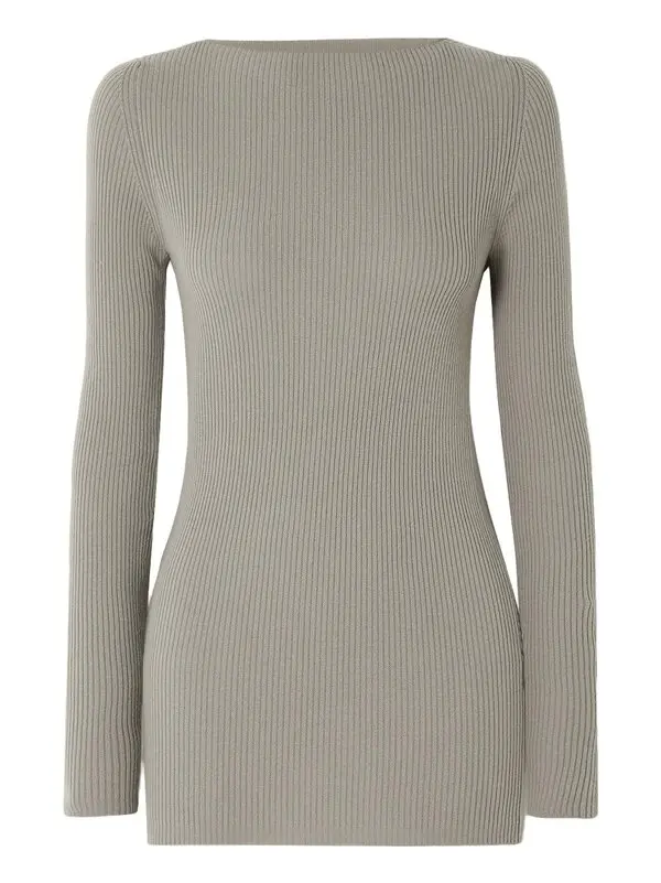 Rick Owens Cutout Ribbed Wool Top - Gray