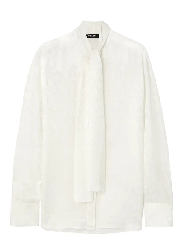 Versace Icons Satin-jacquard Shirt - White