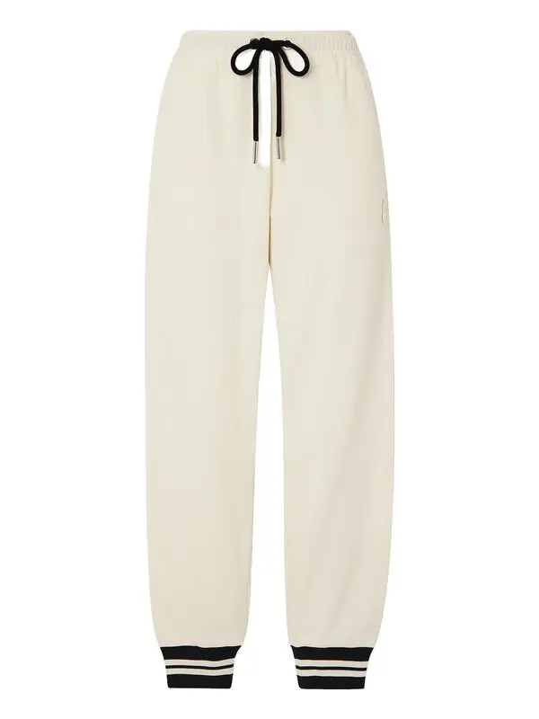 Moncler Striped Cotton-blend Jersey Track Pants - White