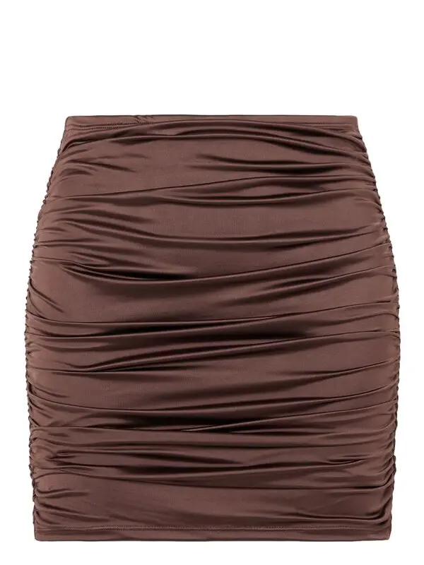 Good American Ruched Mini Skirt - Brown