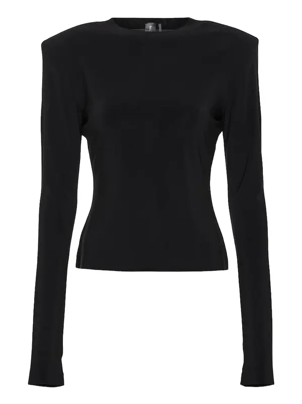 Norma Kamali Shoulder Pad Jersey Top - Black
