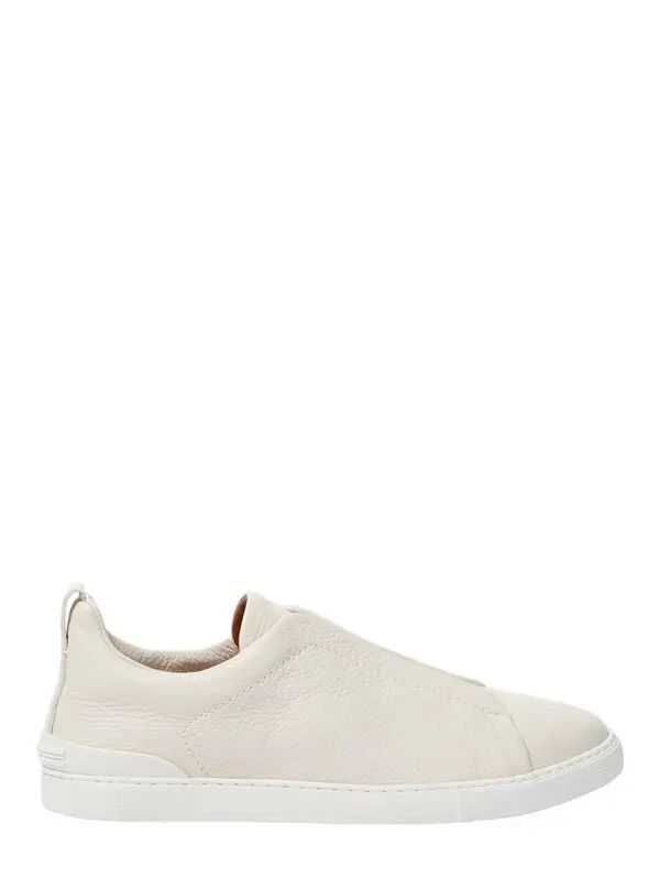 Zegna Triple Stitch Deer Leather Sneakers - White