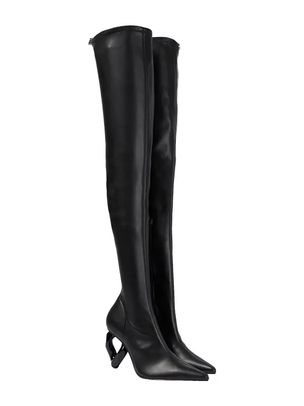 JW Anderson Chain Over-the-knee Leather Boots - Black