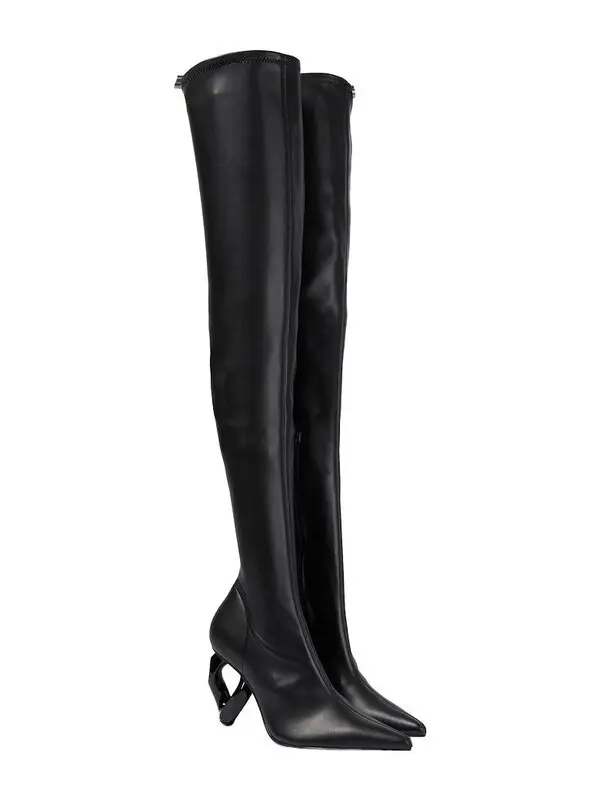 JW Anderson Over-the-knee Chain Detail Leather Boots - Black