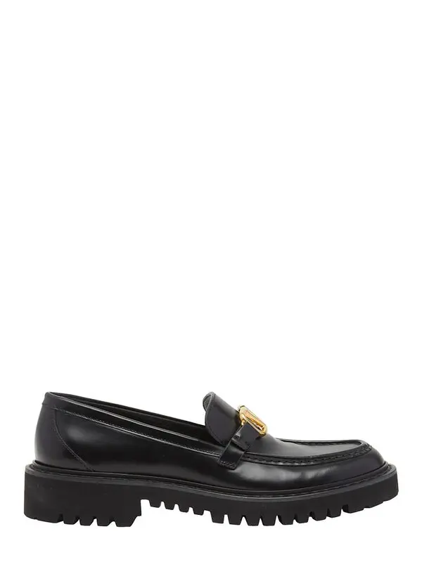 Valentino Garavani Vlogo Medallion Leather Loafers - Nero