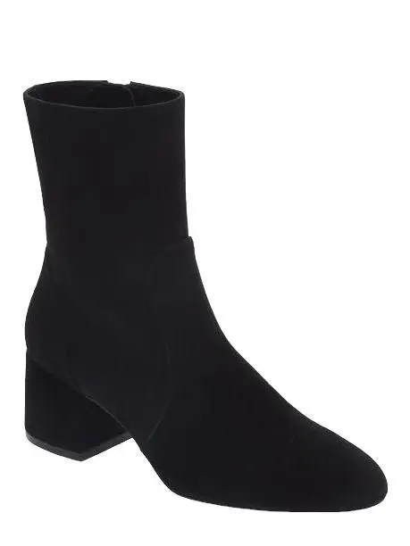 STUART WEITZMAN Flareblock 60 Zip Bootie - Black Suede