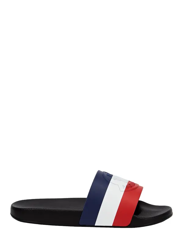 Moncler Basile Striped Rubber Slides - Black